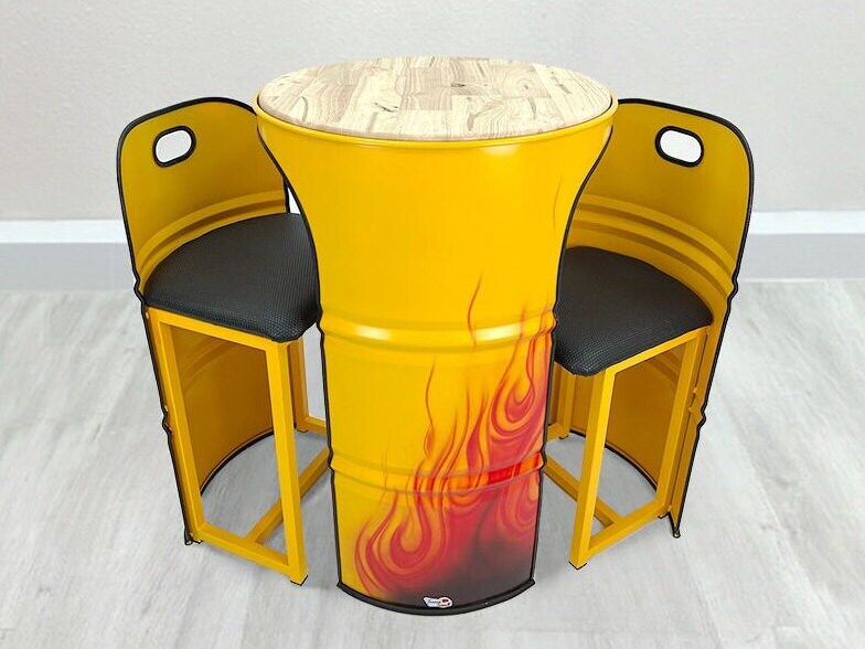 Bistro Set Oil Barrel Table & Chair Set wim Tons of Tumult Barrel ...