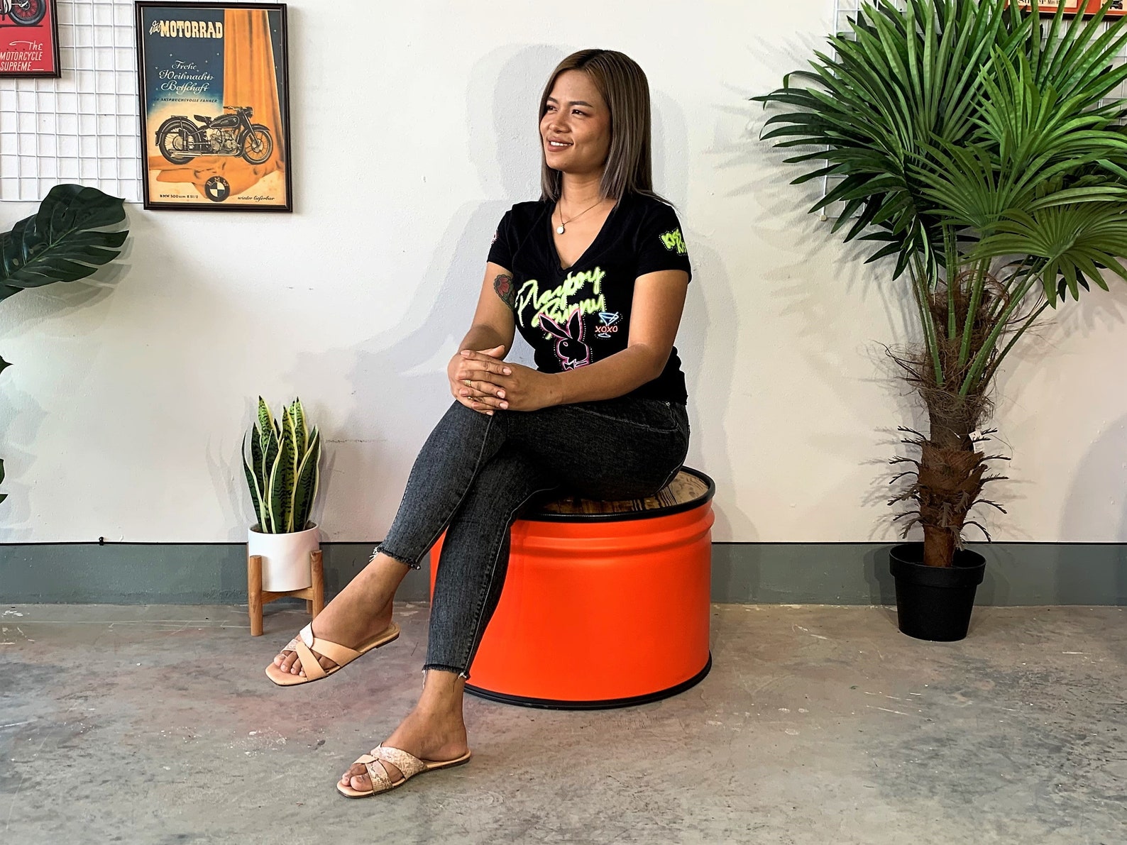 Oil Barrel Table Stool Side Table noa Barrel Furniture Oil Barrel Stool ...