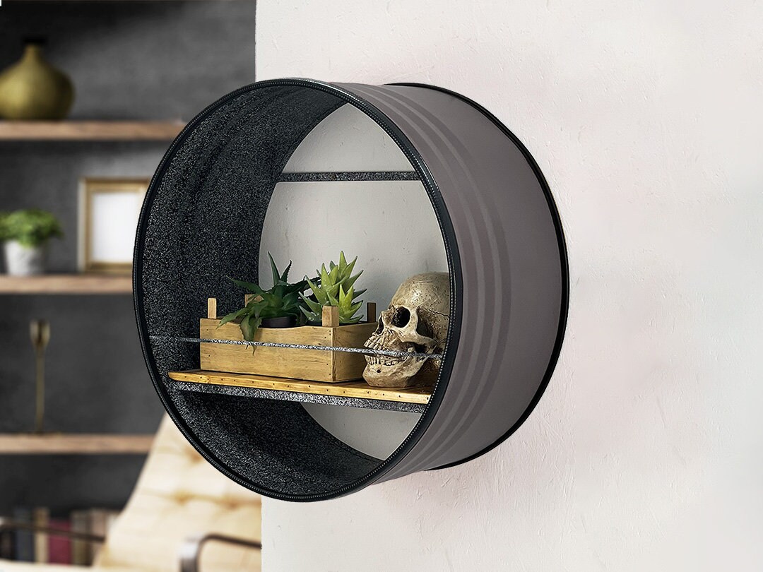 Round metal wood shelf store