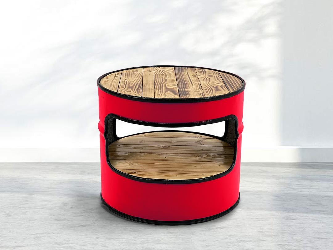 Coffee Table Round - Oil Drum Furniture - Side Table White - Metal Oil ...
