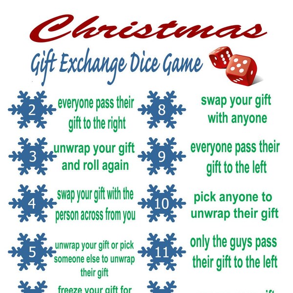 Santa Dice Free Printable Dice Game Christmas Gift Exchange Christmas ...