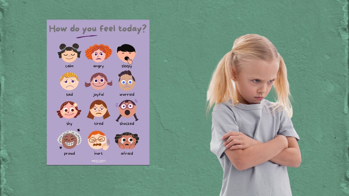 Kids Feelings Chart, Educational Poster, Kids Emotions, Emotional ...