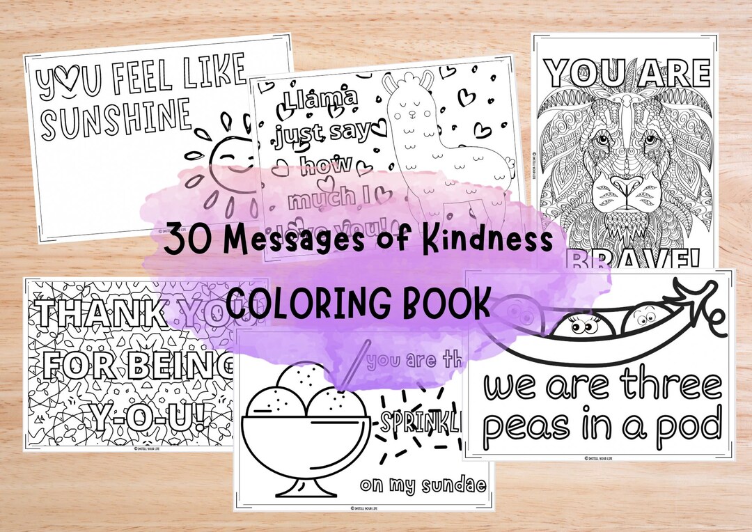 Messages of Kindness Coloring Book - Etsy