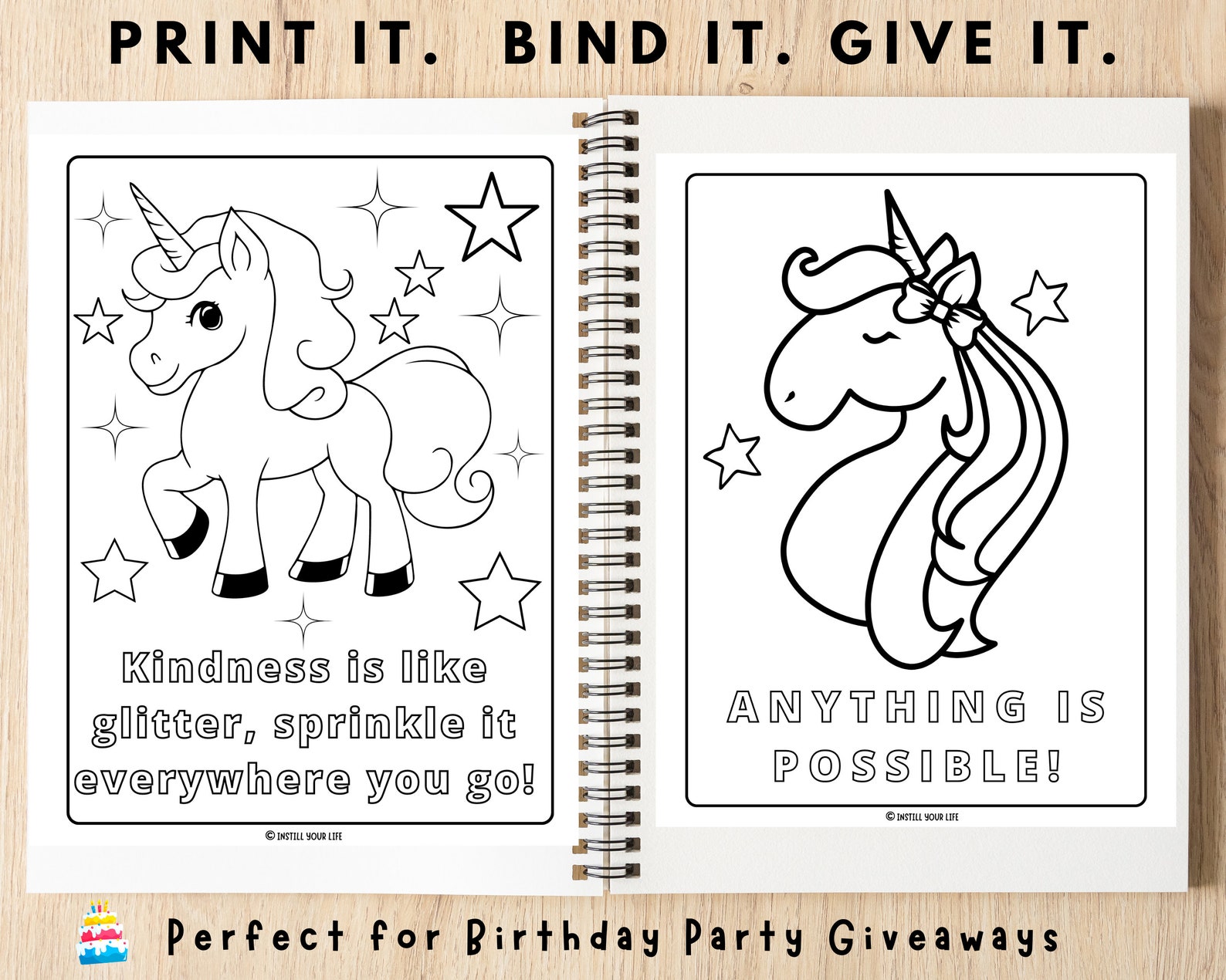 Unicorn-themed Positive Mindset Coloring Book L Birthday Party Give ...