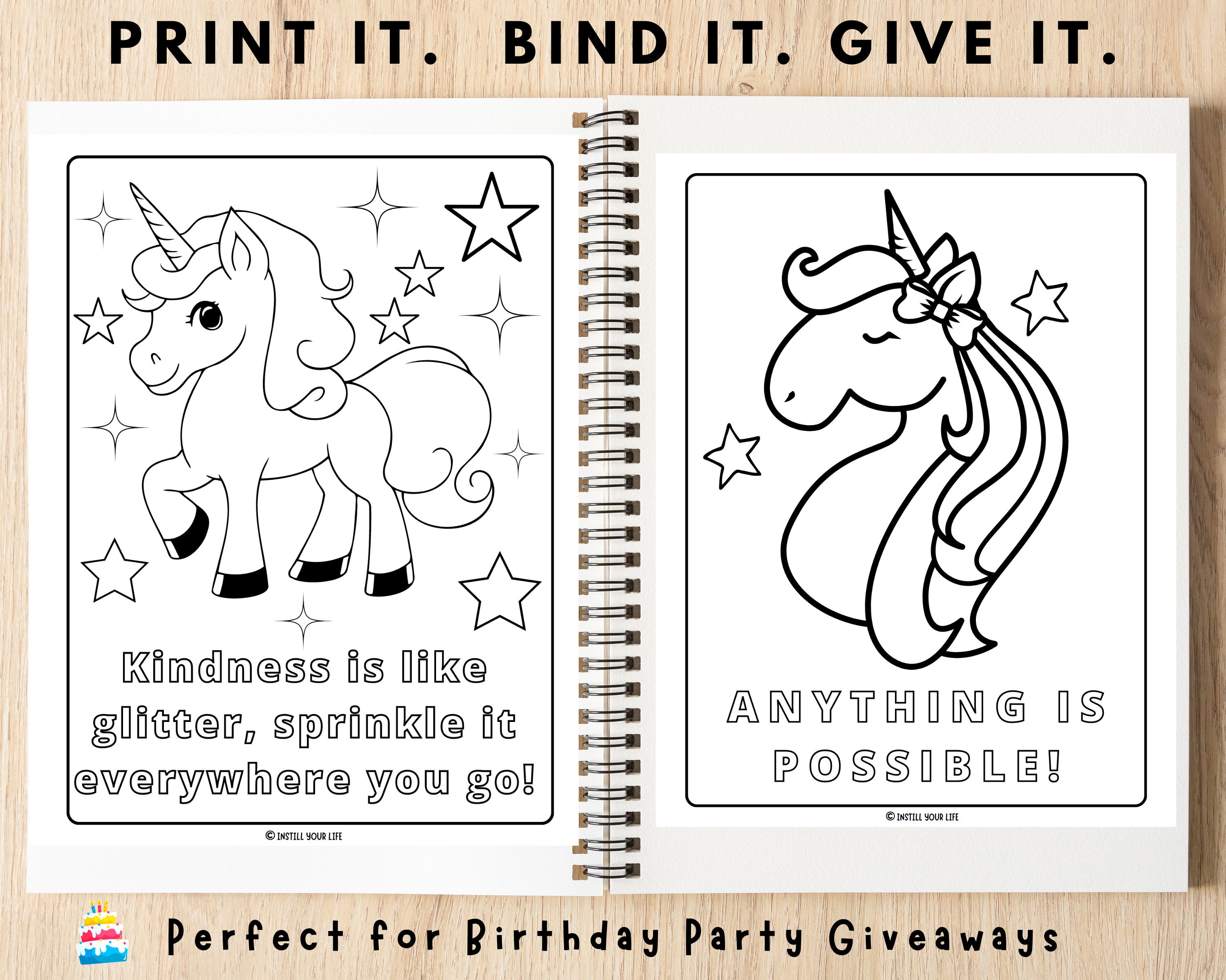 Unicorn-themed Positive Mindset Coloring Book L Birthday Party Give ...