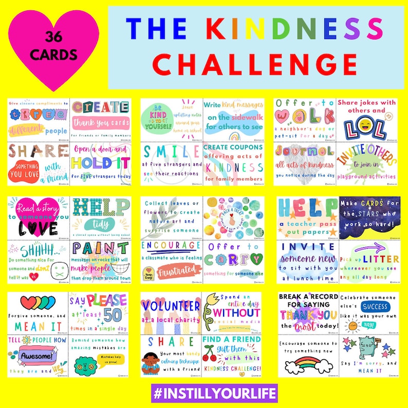 Kindness Challenge Cards for Kids | Family Games (digital Download) - Etsy