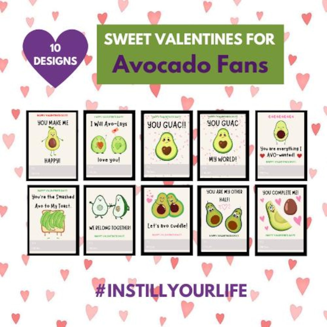 AVOCADO Valentine's Day Cards L You Guac Valentines L Girl Boy ...