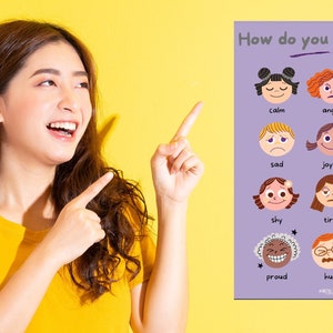 Kids Feelings Chart, Educational Poster, Kids Emotions, Emotional ...
