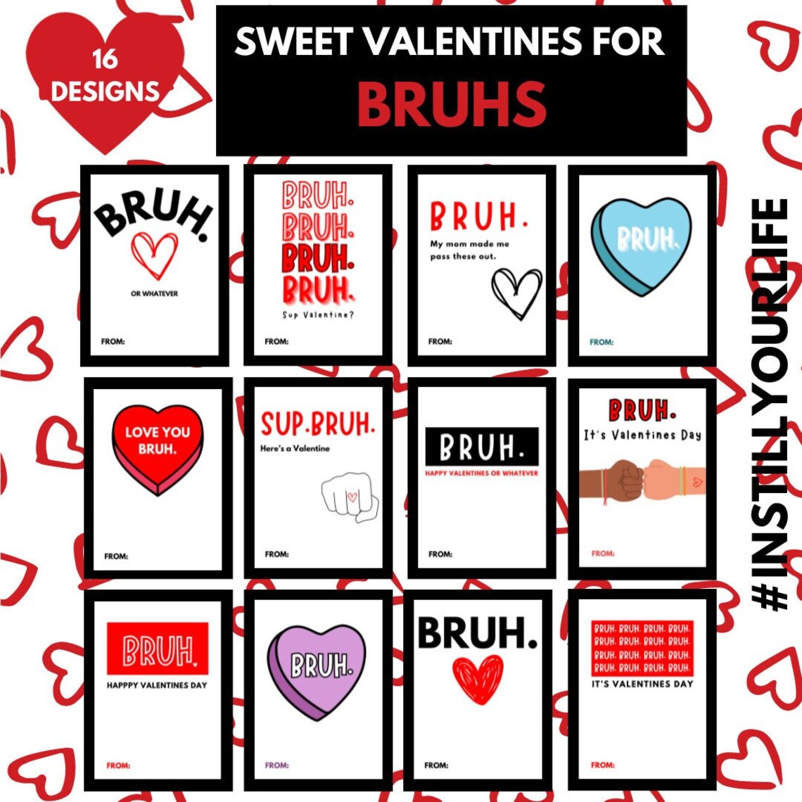 SWEET BRUH VALENTINES L Printable L Digital Download L Valentine's Day ...