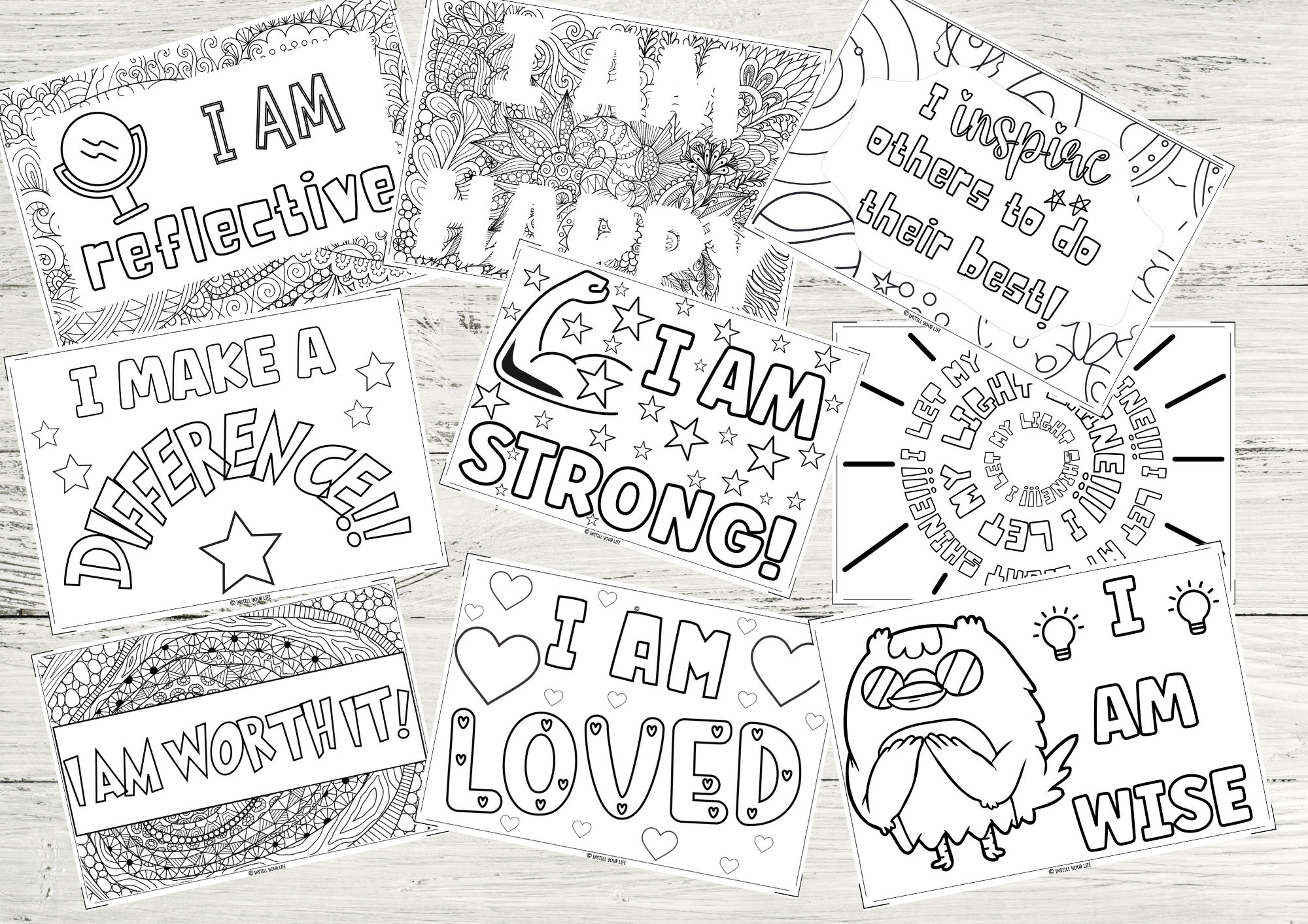 Printable Affirmations Coloring Pages, Digital Coloring Pages, Kid ...