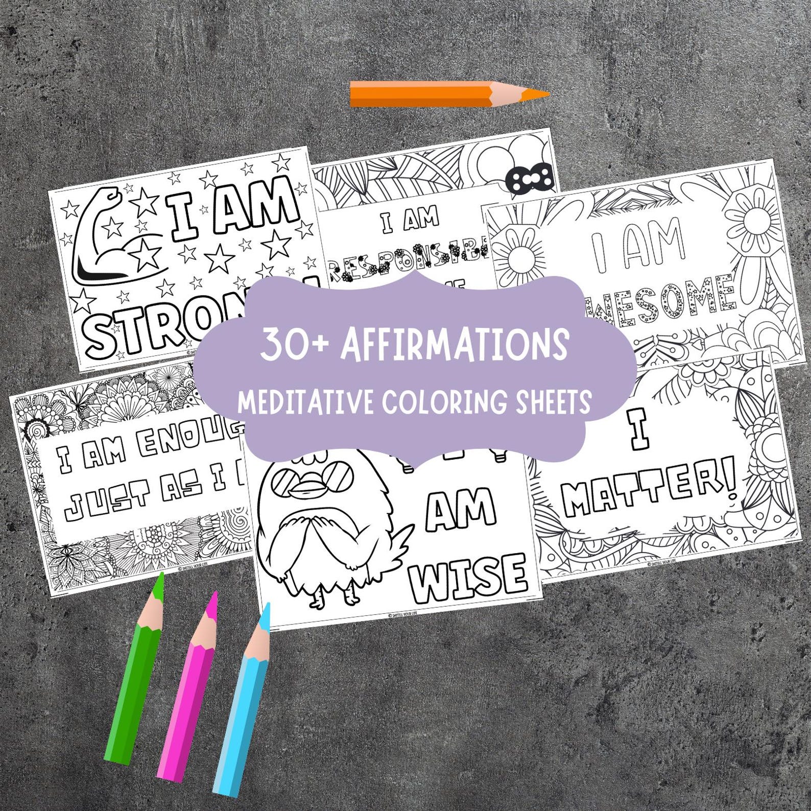 Printable Affirmations Coloring Pages, Digital Coloring Pages, Kid ...
