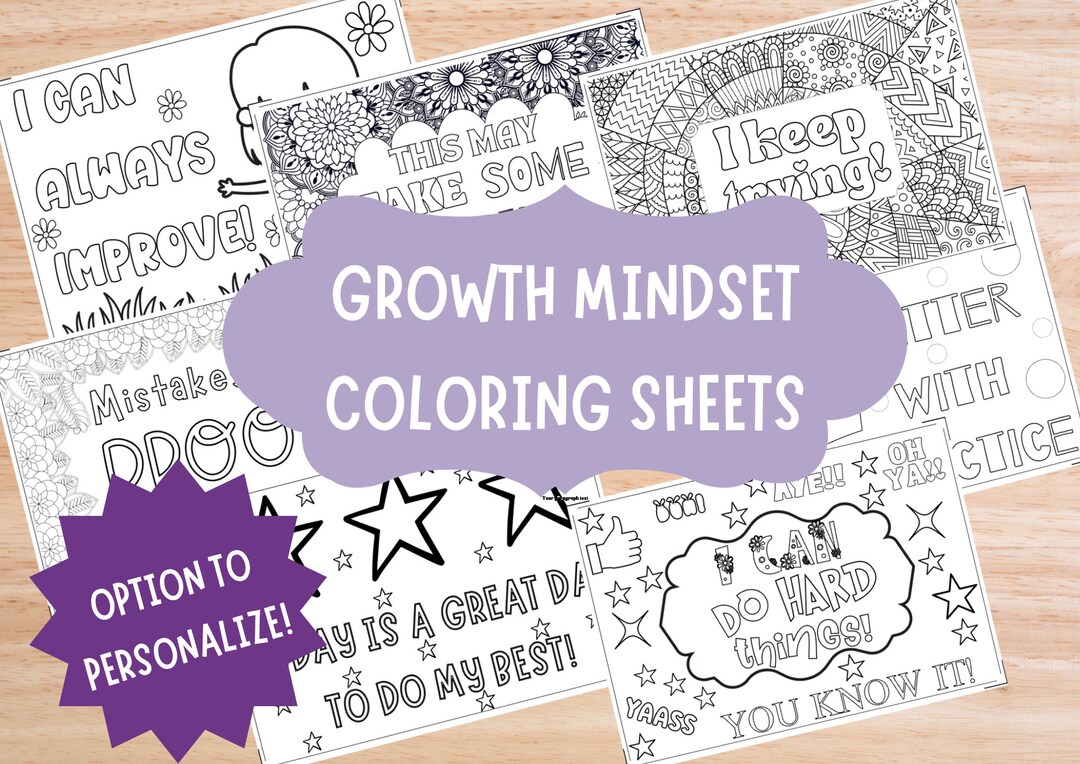 Hojas para colorear de mentalidad de crecimiento - Etsy España