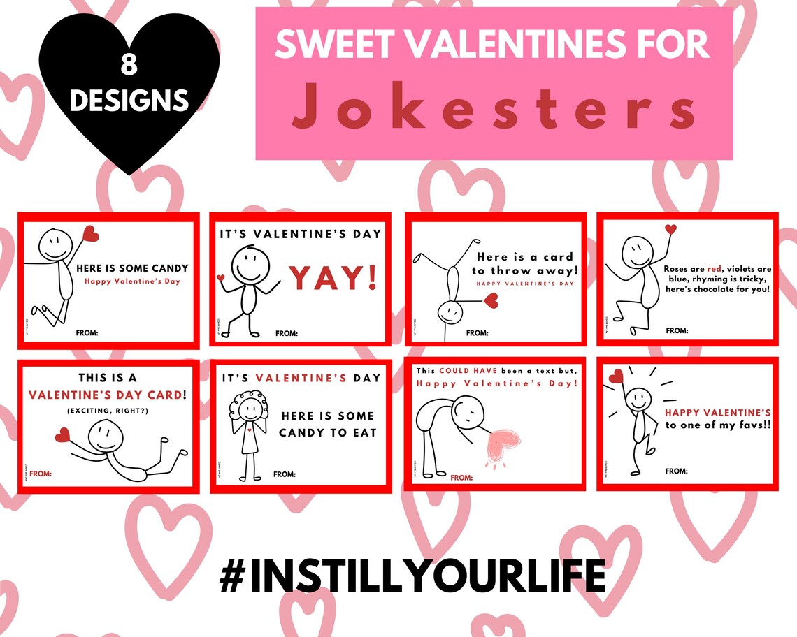 Stick Figure Valentines L Tween Valentines L Boy Valentines L Funny ...