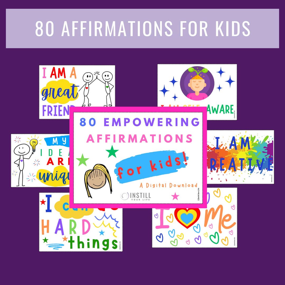 80 Empowering Affirmations for Kids L Lunchbox Notes L Daily ...