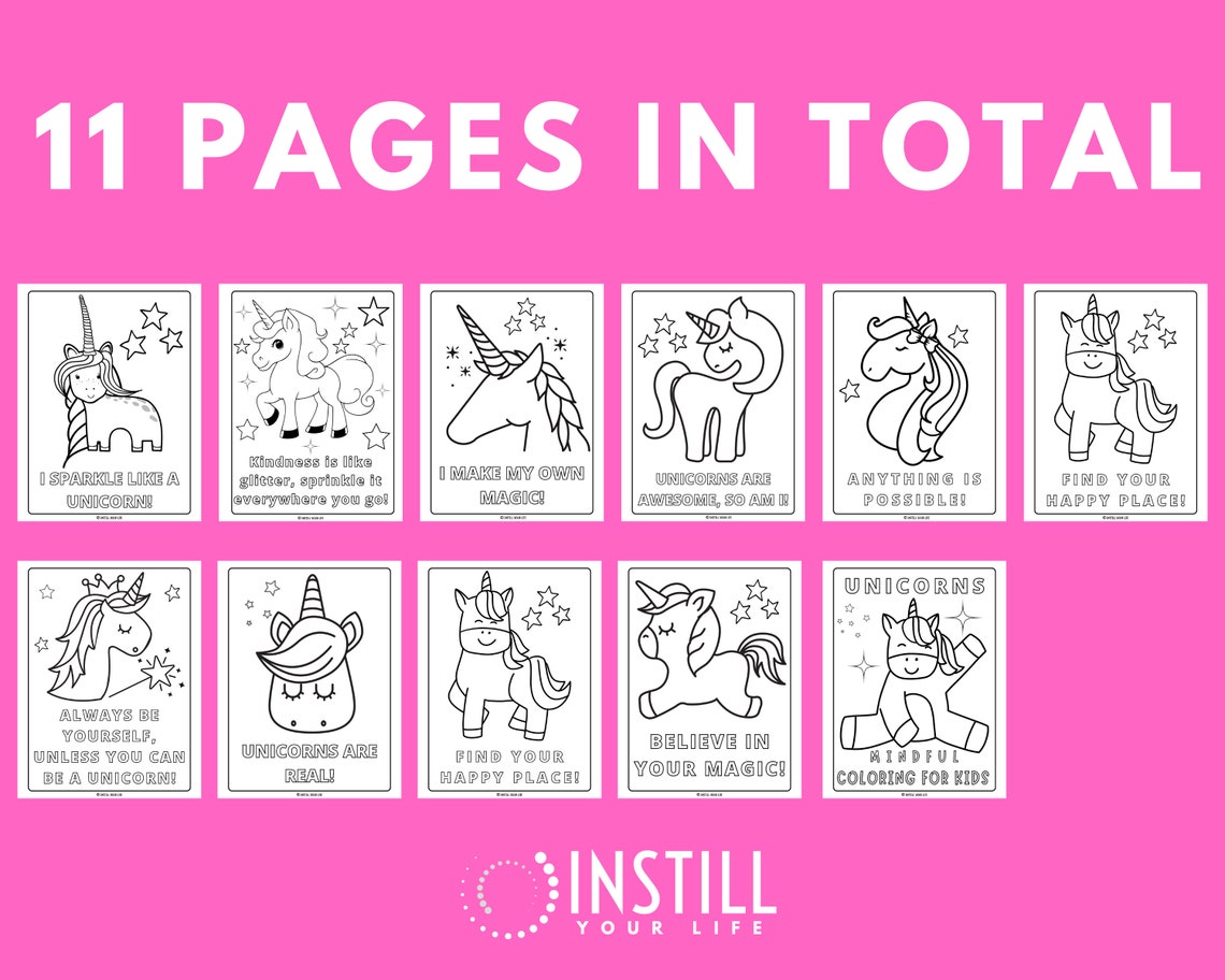 Unicorn-themed Positive Mindset Coloring Book L Birthday Party Give ...