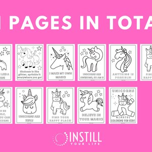 Unicorn-themed Positive Mindset Coloring Book L Birthday Party Give ...