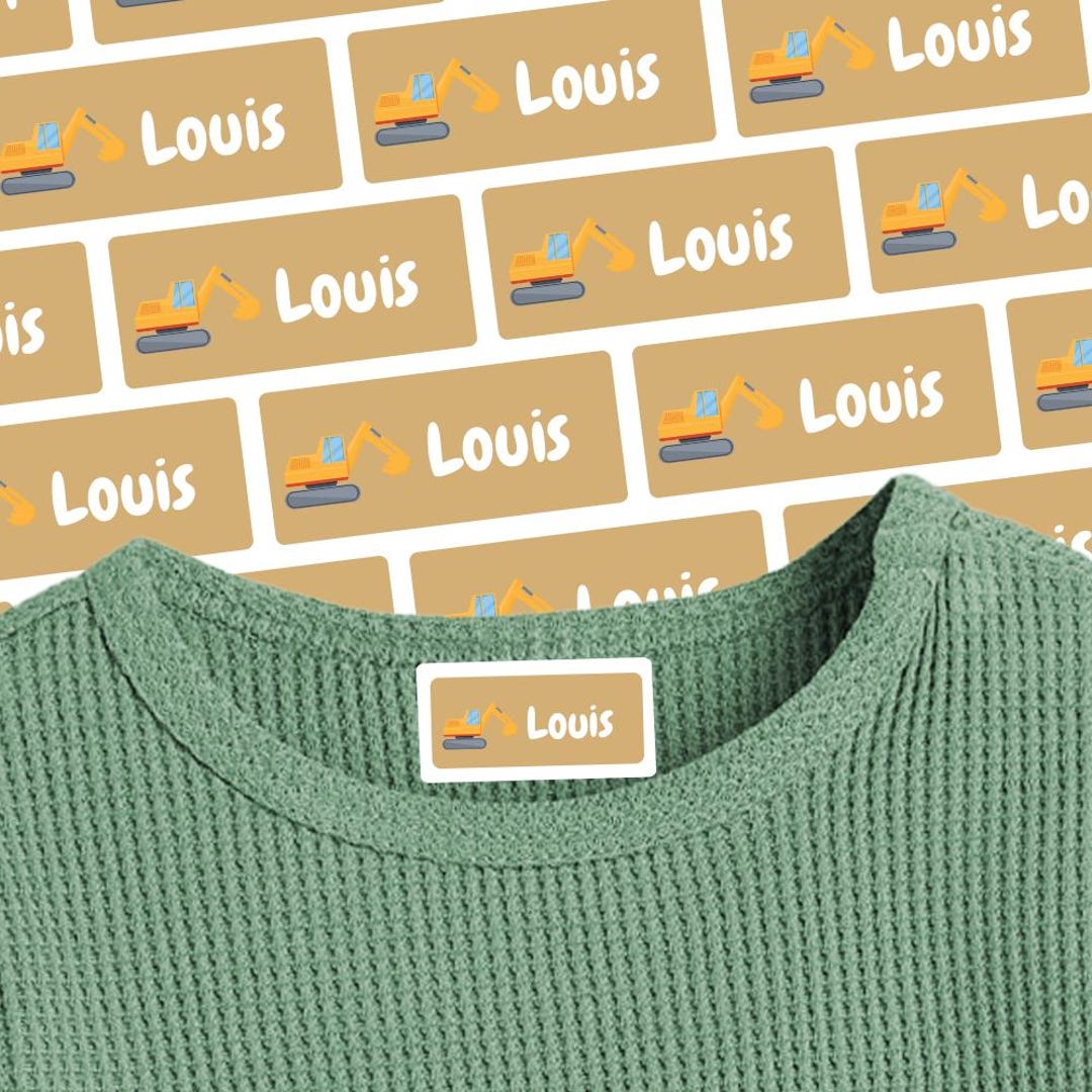 Name Stickers Excavator Construction Site Crane for Clothing and ...