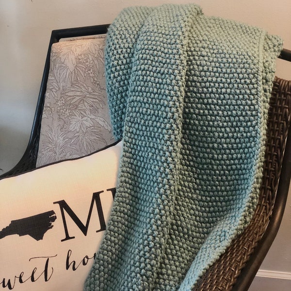 Hand Knit Throw - Etsy