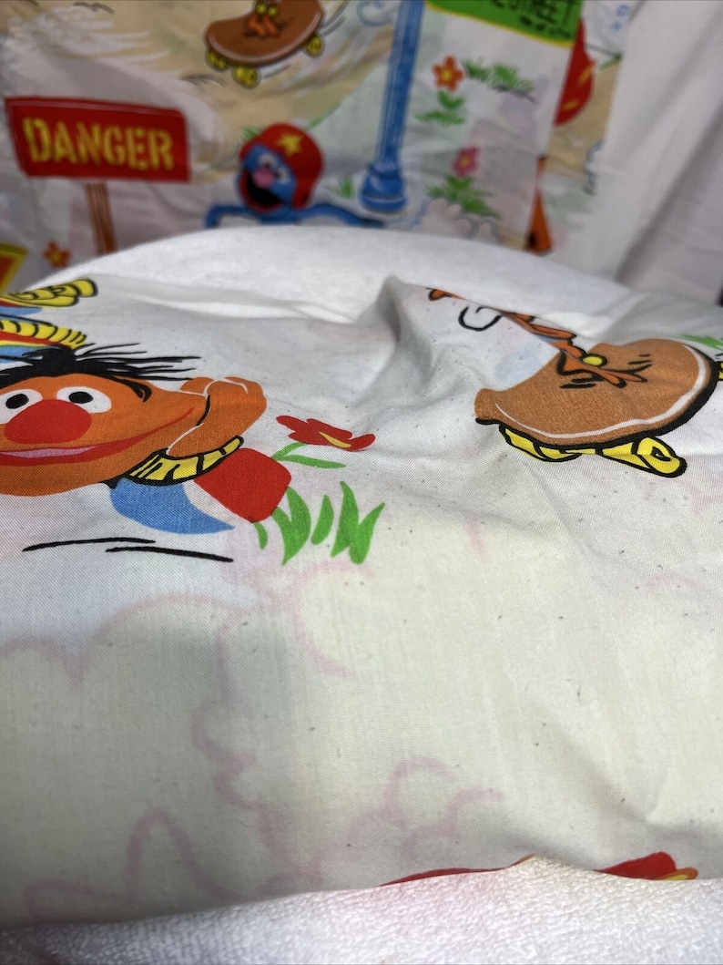 VINTAGE Burlington Sesame Street Twin Bed Sheets Muppets Big Bird ...