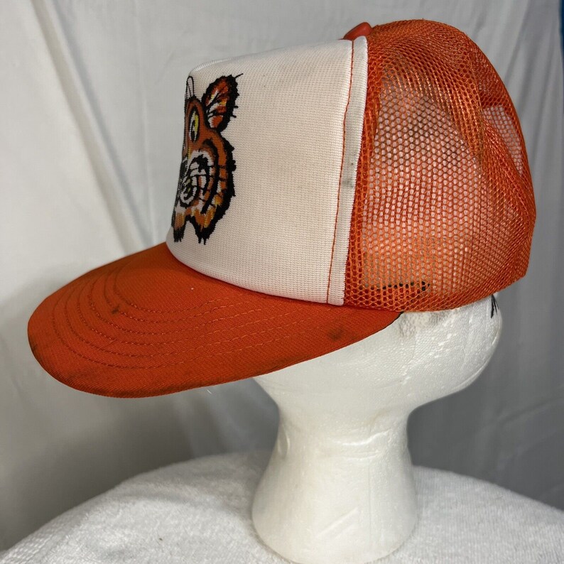Vintage Exxon Tiger Logo Snapback Hat Mesh Trucker Cap Made in USA ...
