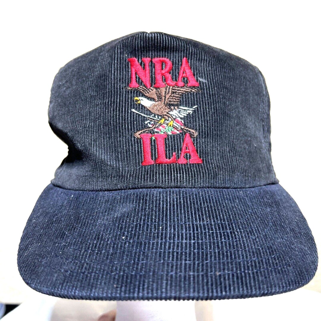 NRA ILA Vintage Corduroy Hat Adjustable Leather Strap Navy Blue Cap Made in USA - Etsy