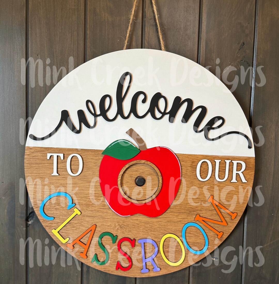 Welcome to Our Classroom Door Hanger | 18” Round Sign With 3 ...