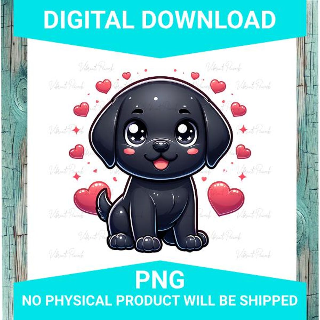 Cute Lab Puppy Hearts PNG – High-resolution Digital File for Stickers ...