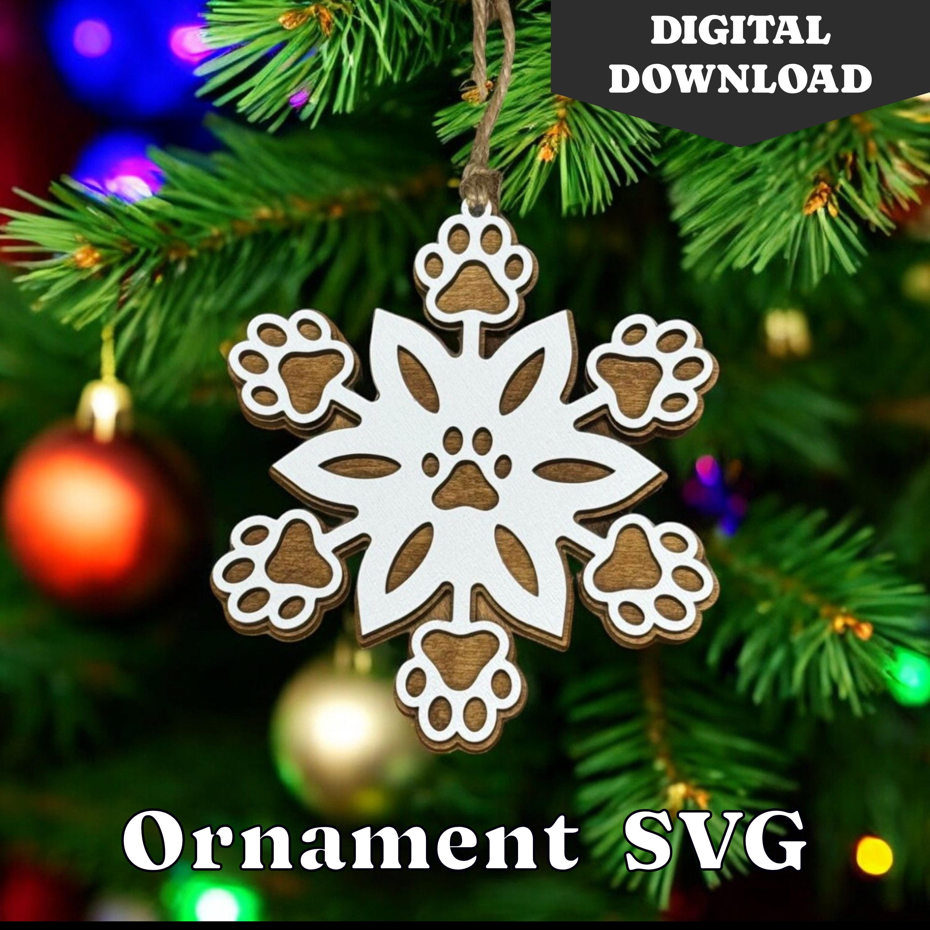 Paw Print Snowflake Ornament SVG Digital Download - Dog Ornament ...