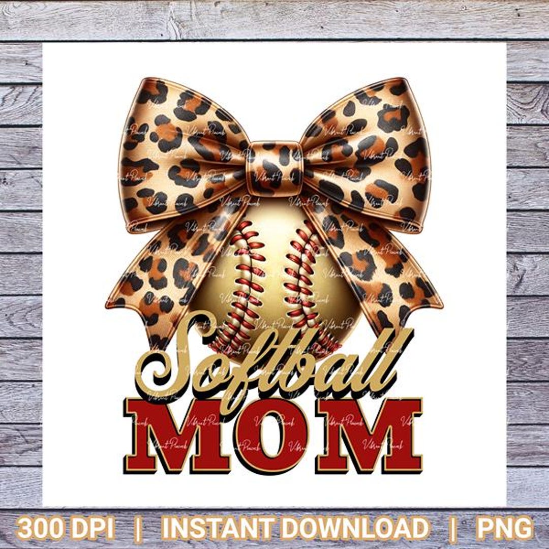 Leopard Softball Mom Bow Png - Softball Mom Clipart Digital Download ...