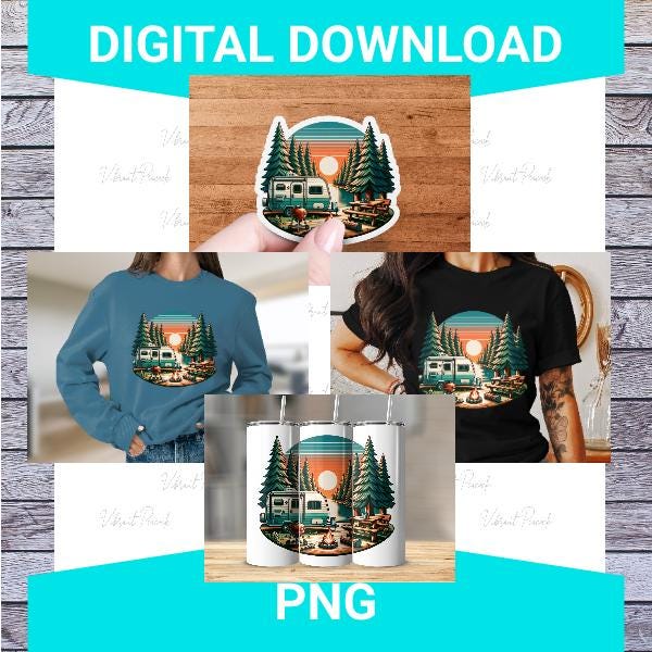Retro Camper PNG: Outdoor Adventure Clipart (digital Download) - Etsy