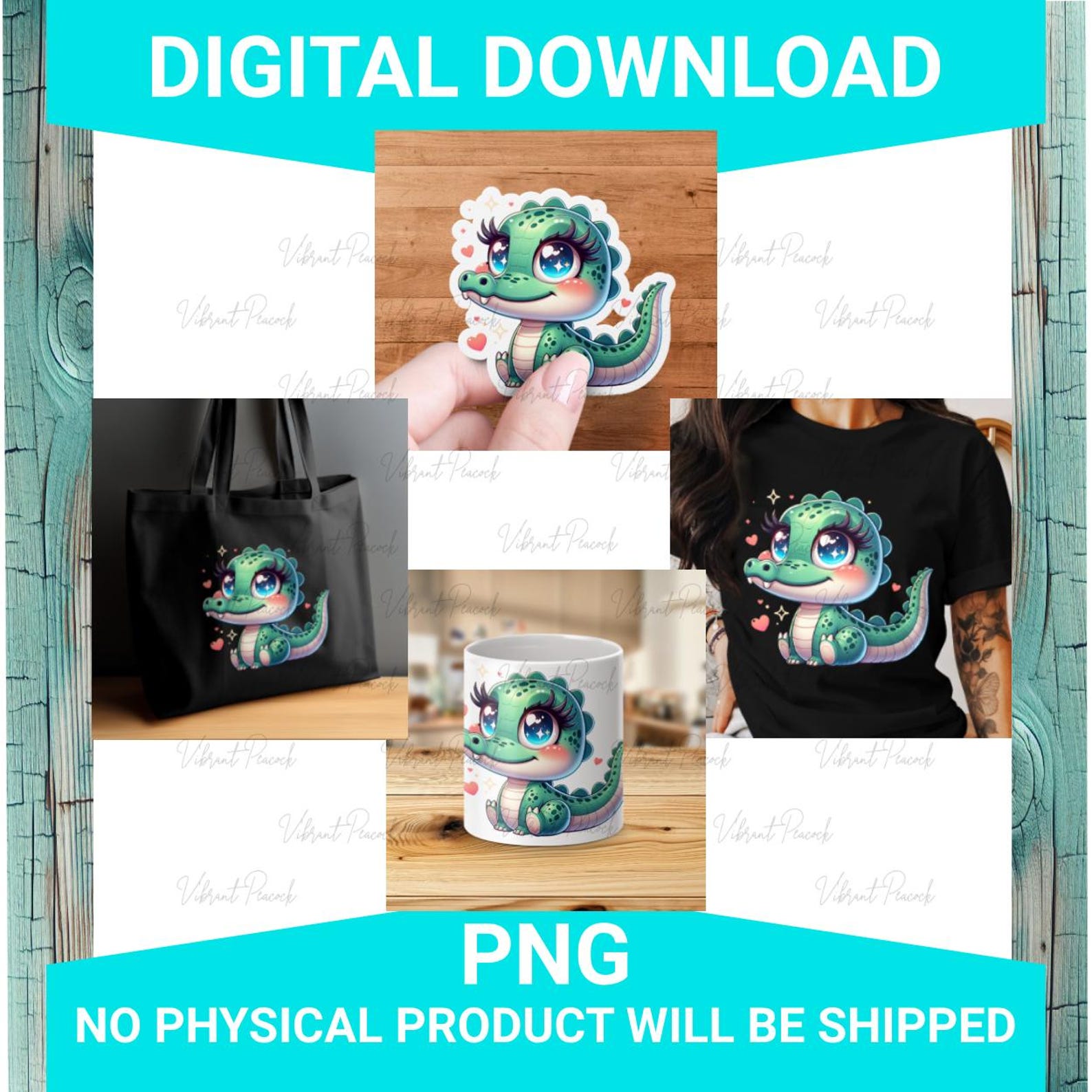 Cute Alligator With Hearts PNG – Digital File for Sublimation, Stickers ...