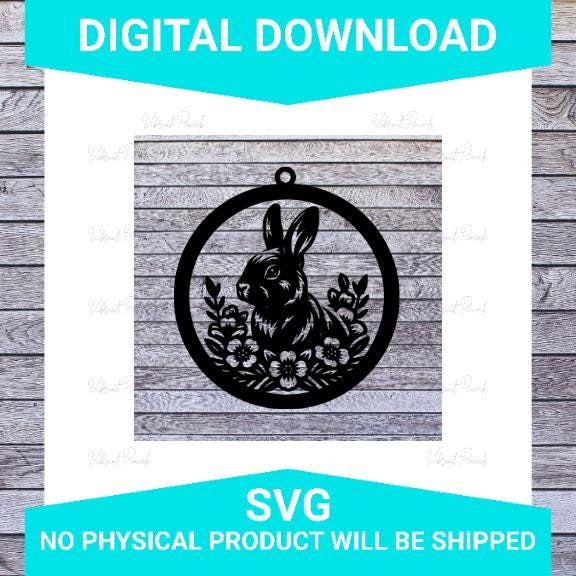 Floral Bunny Suncatcher SVG | Cute Rabbit With Flowers Suncather Svg ...