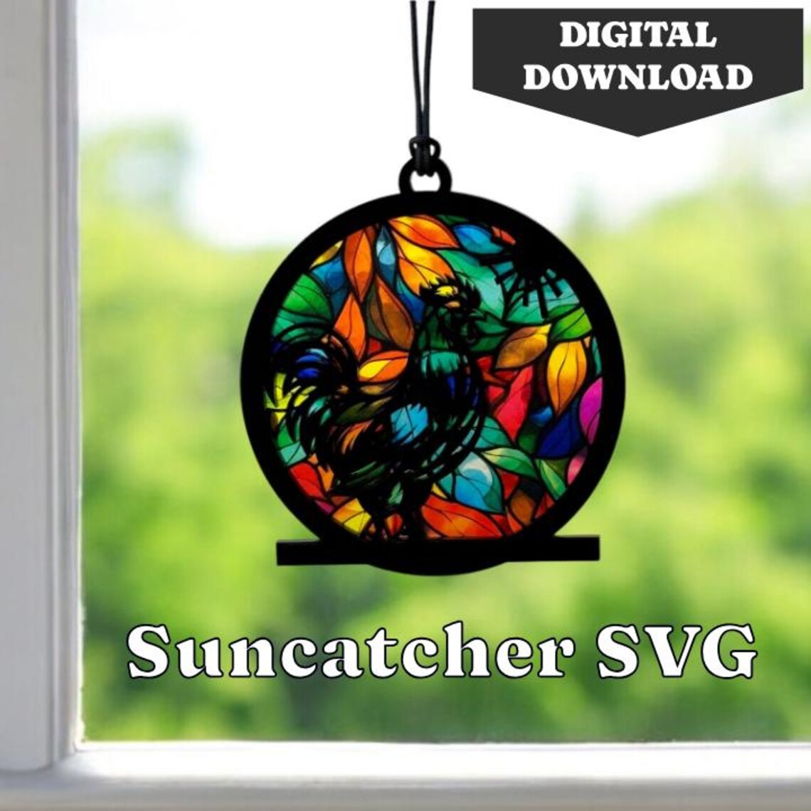 Rooster Suncatcher SVG – Laser Cut File, Ornament (digital Download) - Etsy