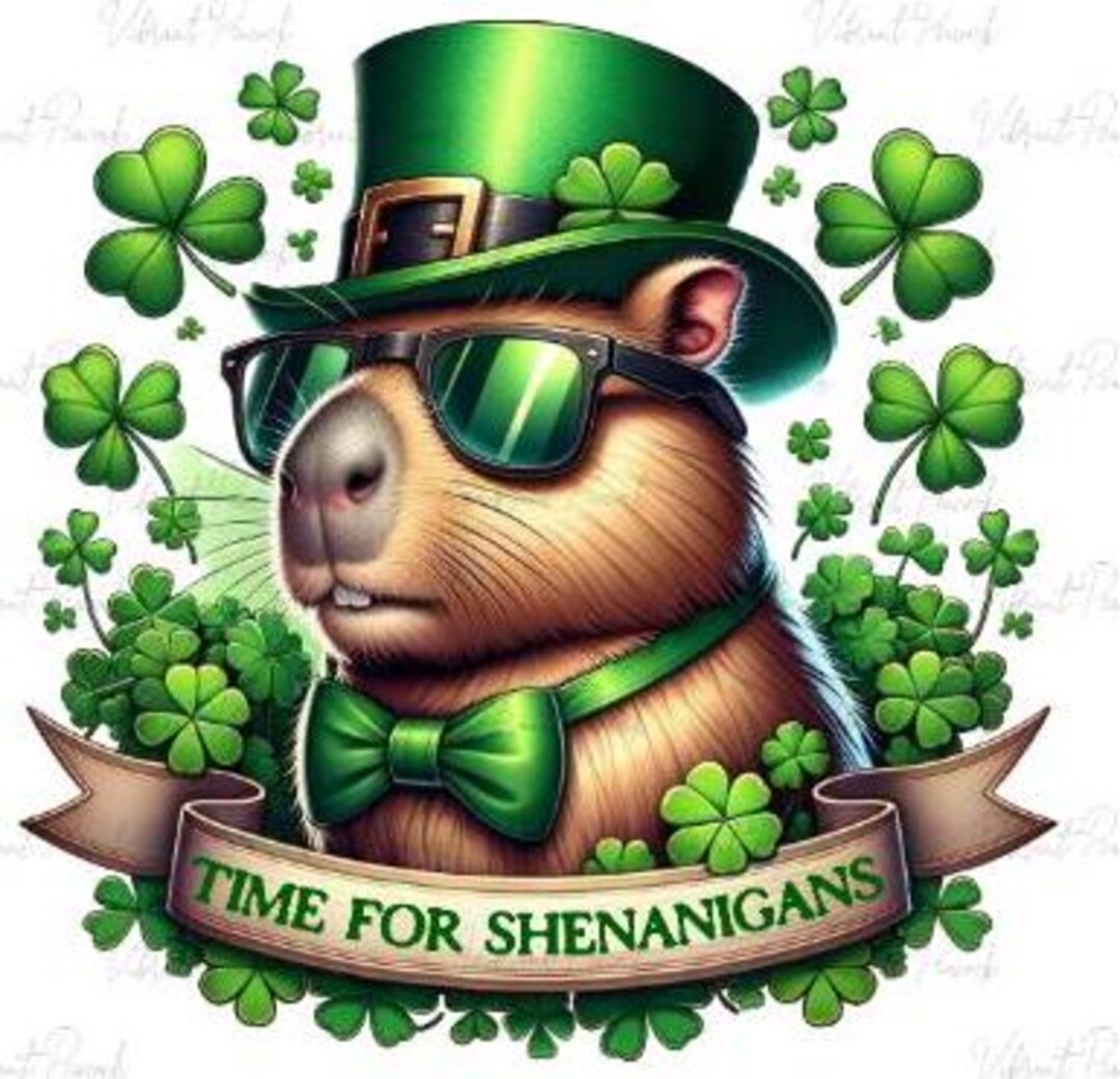 St. Patrick's Day Capybara PNG: Shenanigans Design (digital Download ...
