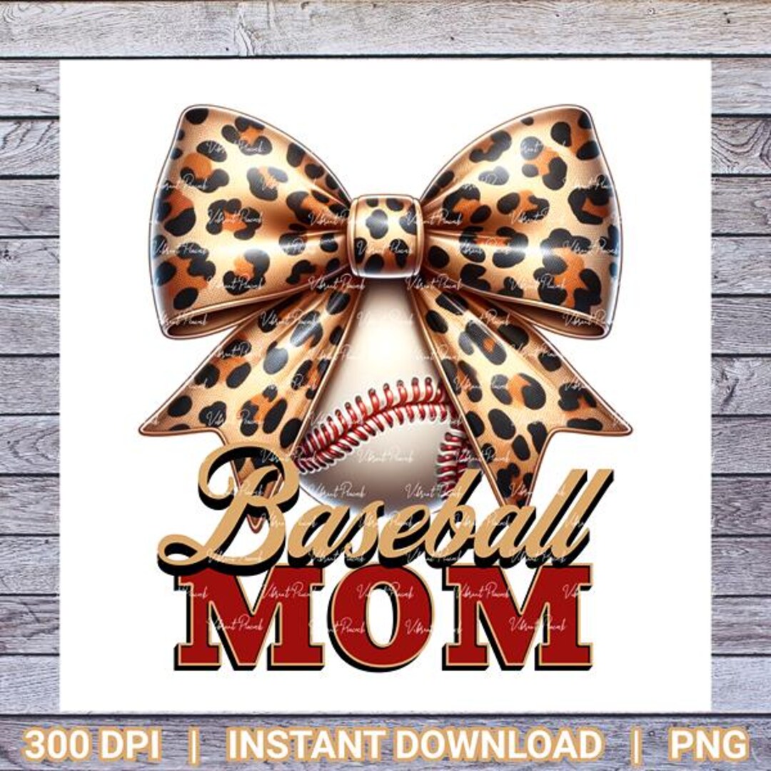 Leopard Baseball Mom Bow Png - Baseball Mom Clipart Digital Download ...