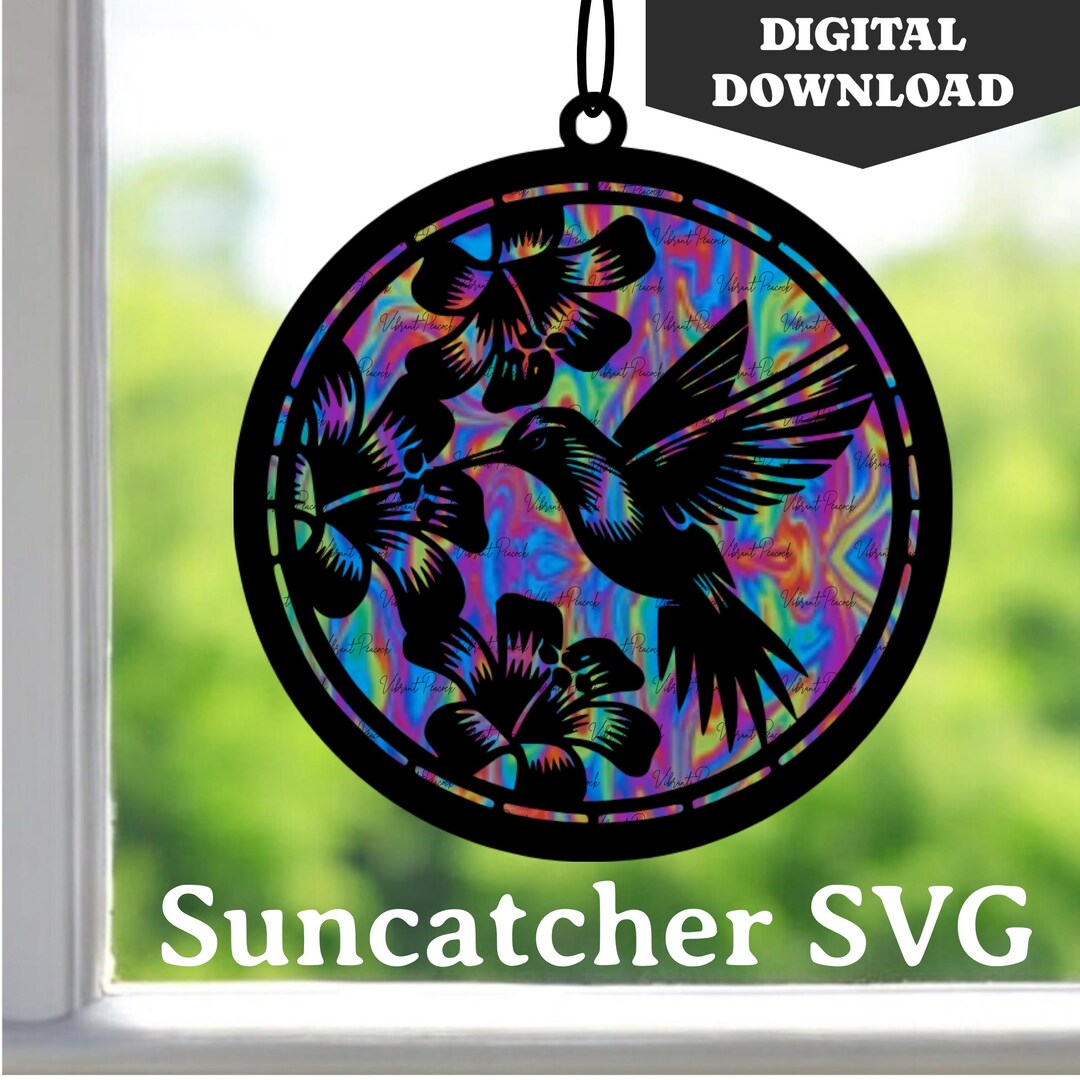 Floral Hummingbird Suncatcher SVG - Laser Cut File (digital Download ...