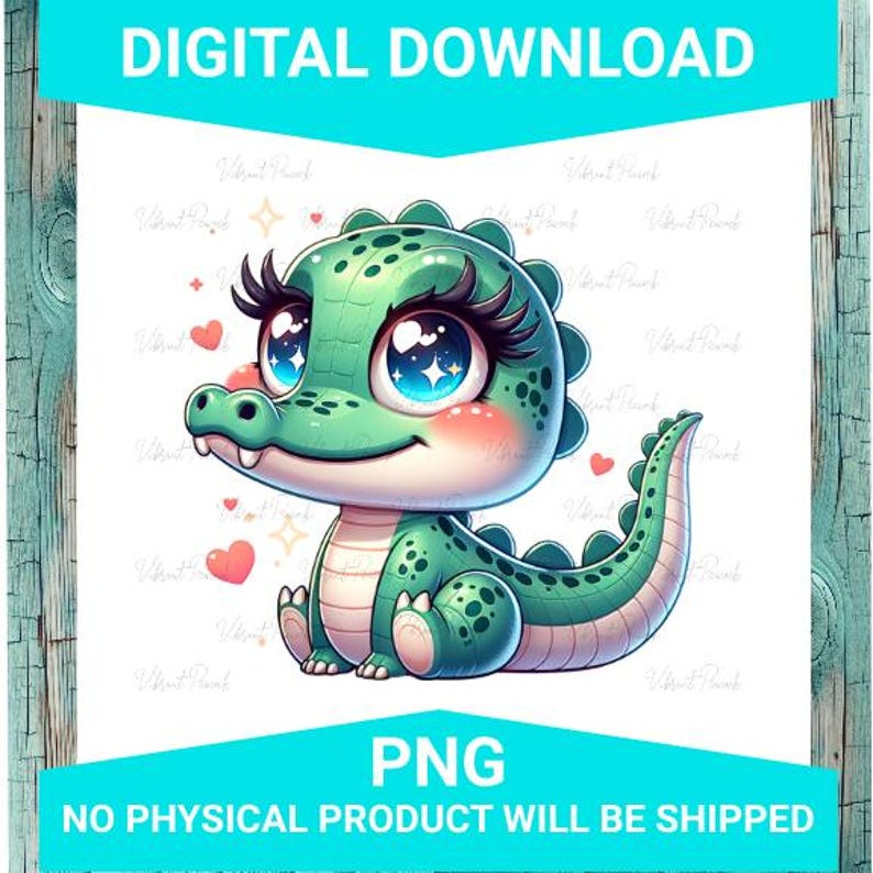 Cute Alligator With Hearts PNG – Digital File for Sublimation, Stickers ...