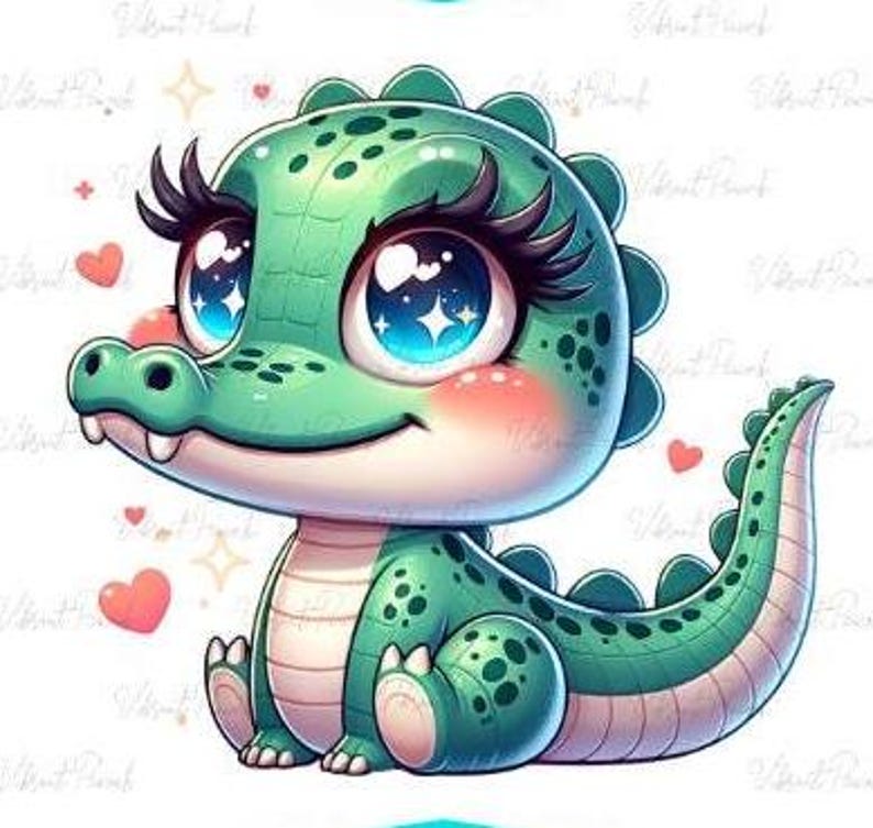 Cute Alligator With Hearts PNG – Digital File for Sublimation, Stickers ...