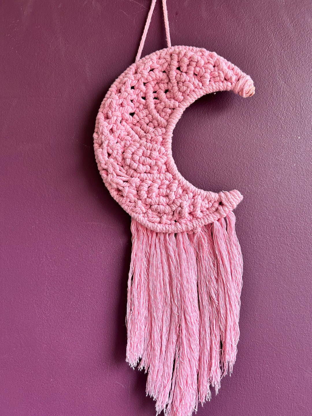 Macrame Crescent Moon Pink Macrame Moon Nursery Wall Decor - Etsy