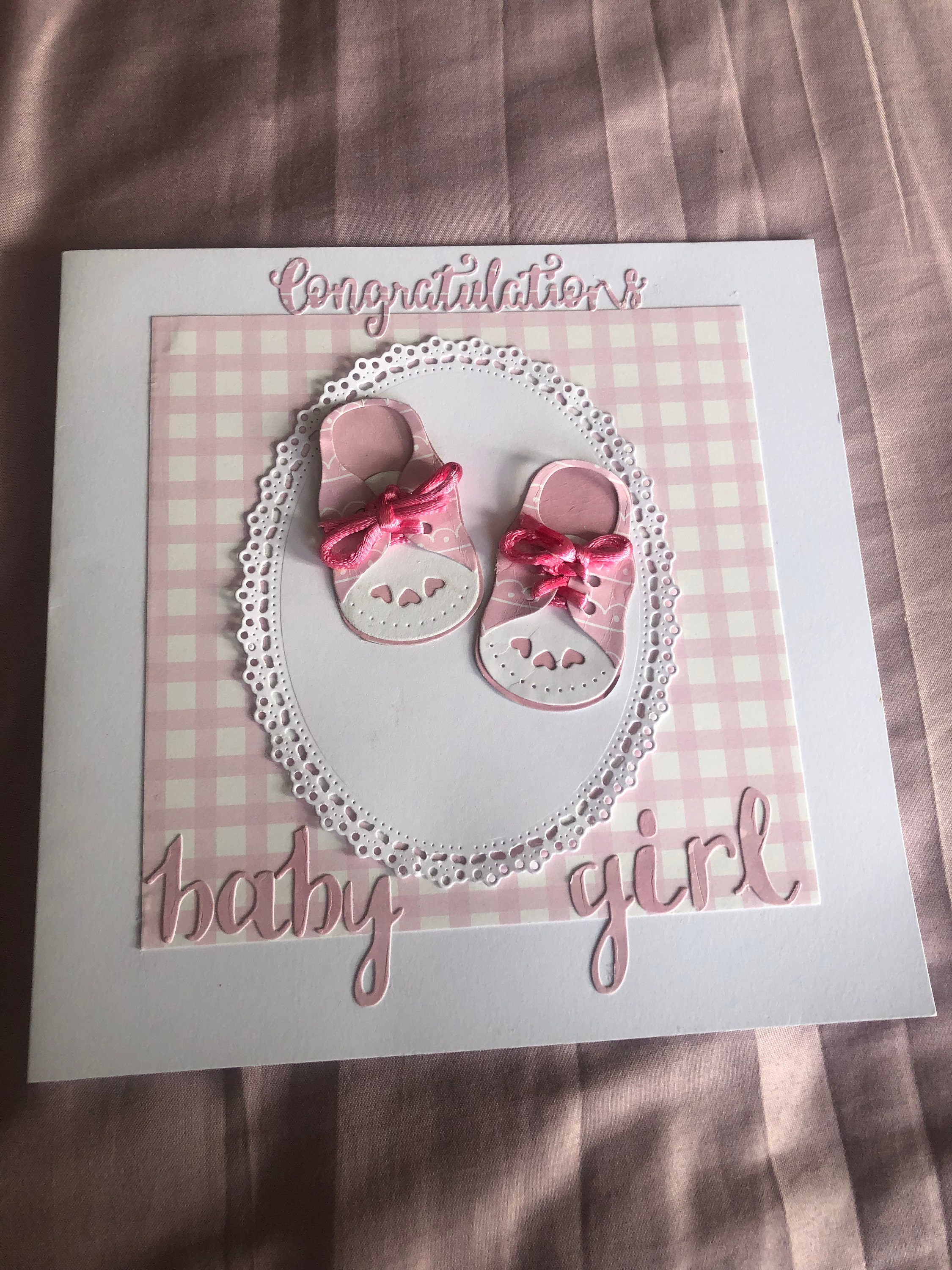 Baby Girl Pink Card for Arrival of New Baby, Cute Little Booties for ...