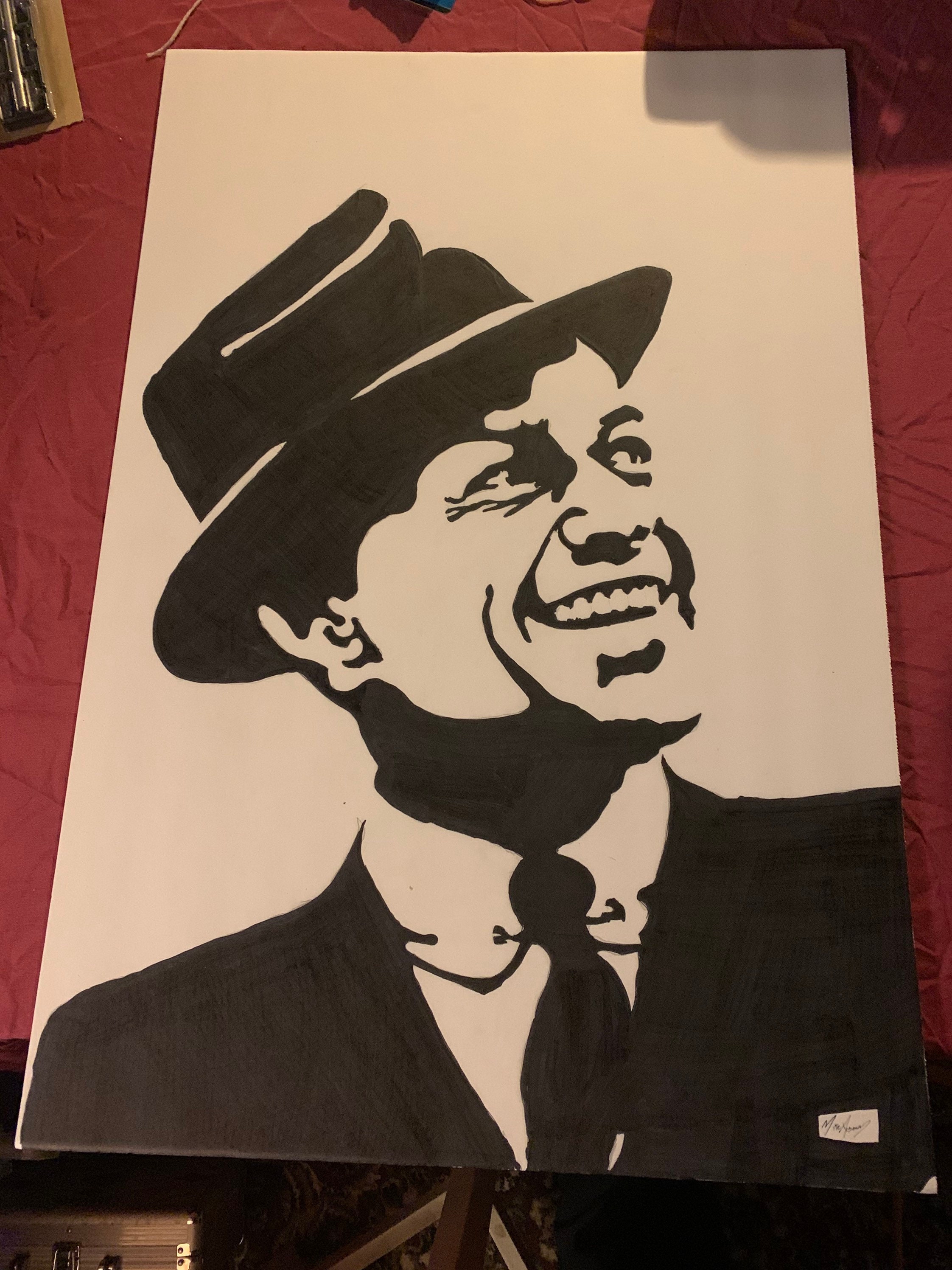 Frank Sinatra Painting by Vinyl Mike 20x30 Black & White 1 of 1 - Etsy