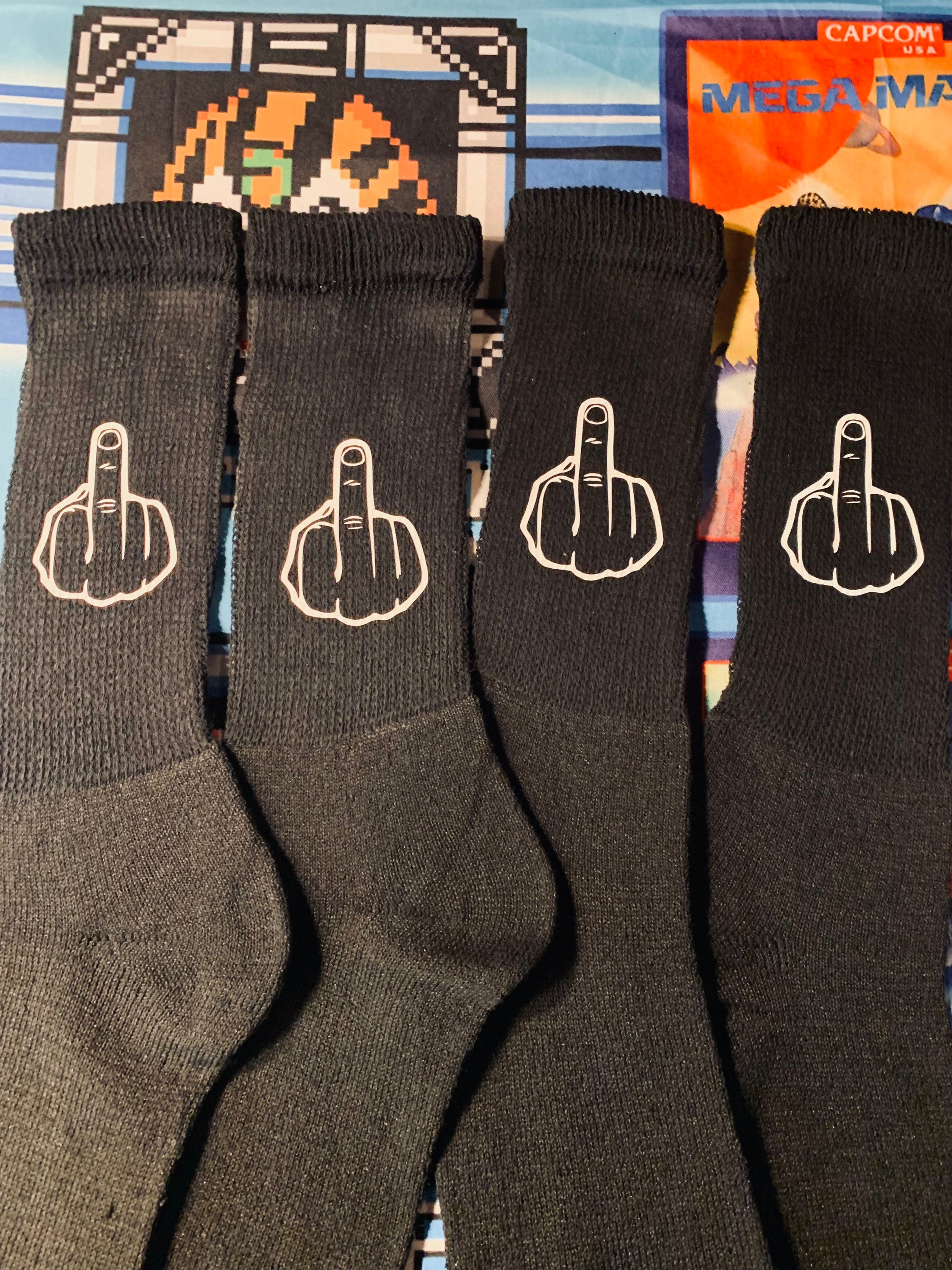 Middle Finger Socks / Tall Available in Black or White. - Etsy