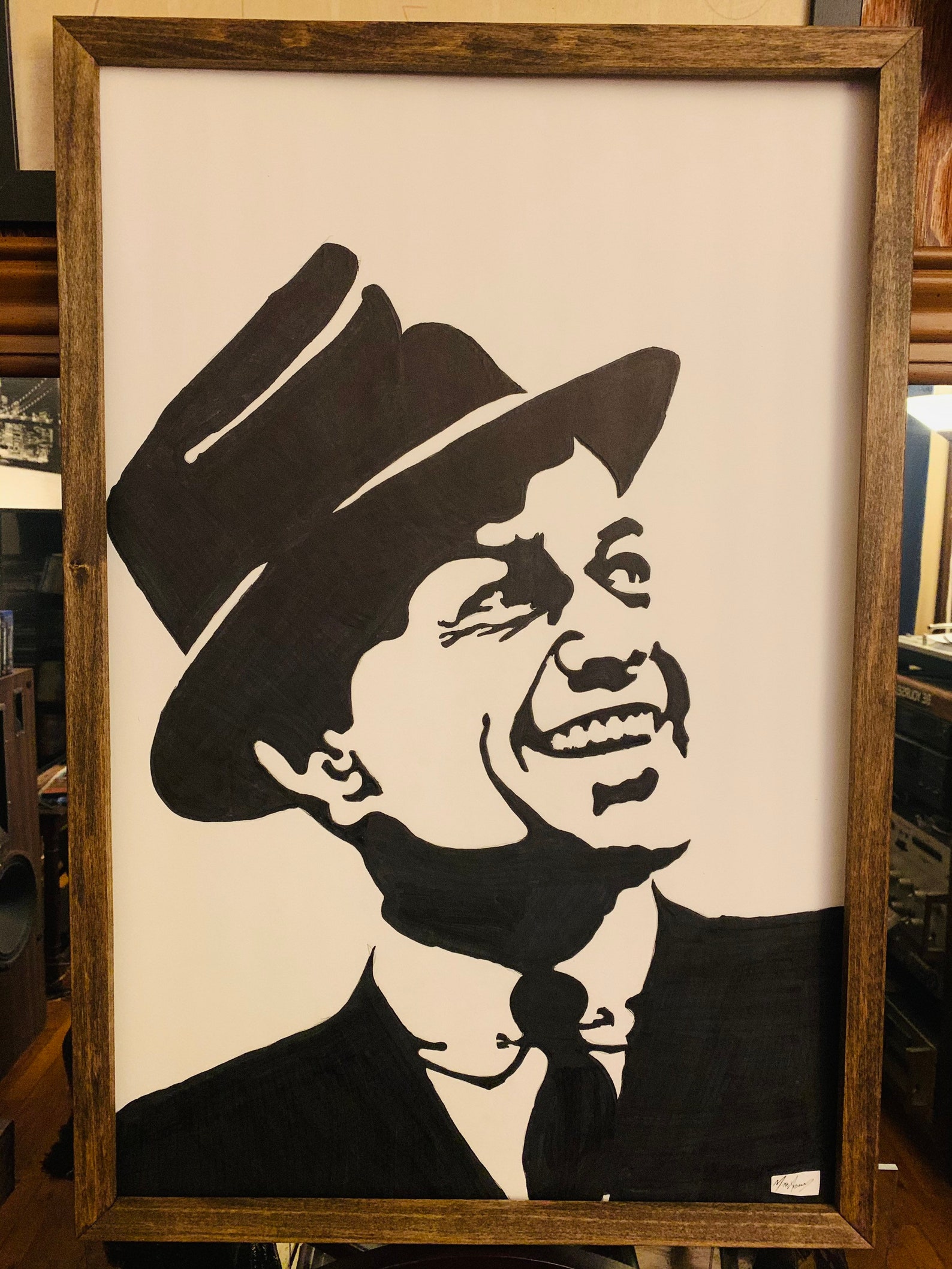 Frank Sinatra Painting by Vinyl Mike 20x30 Black & White 1 of 1 - Etsy