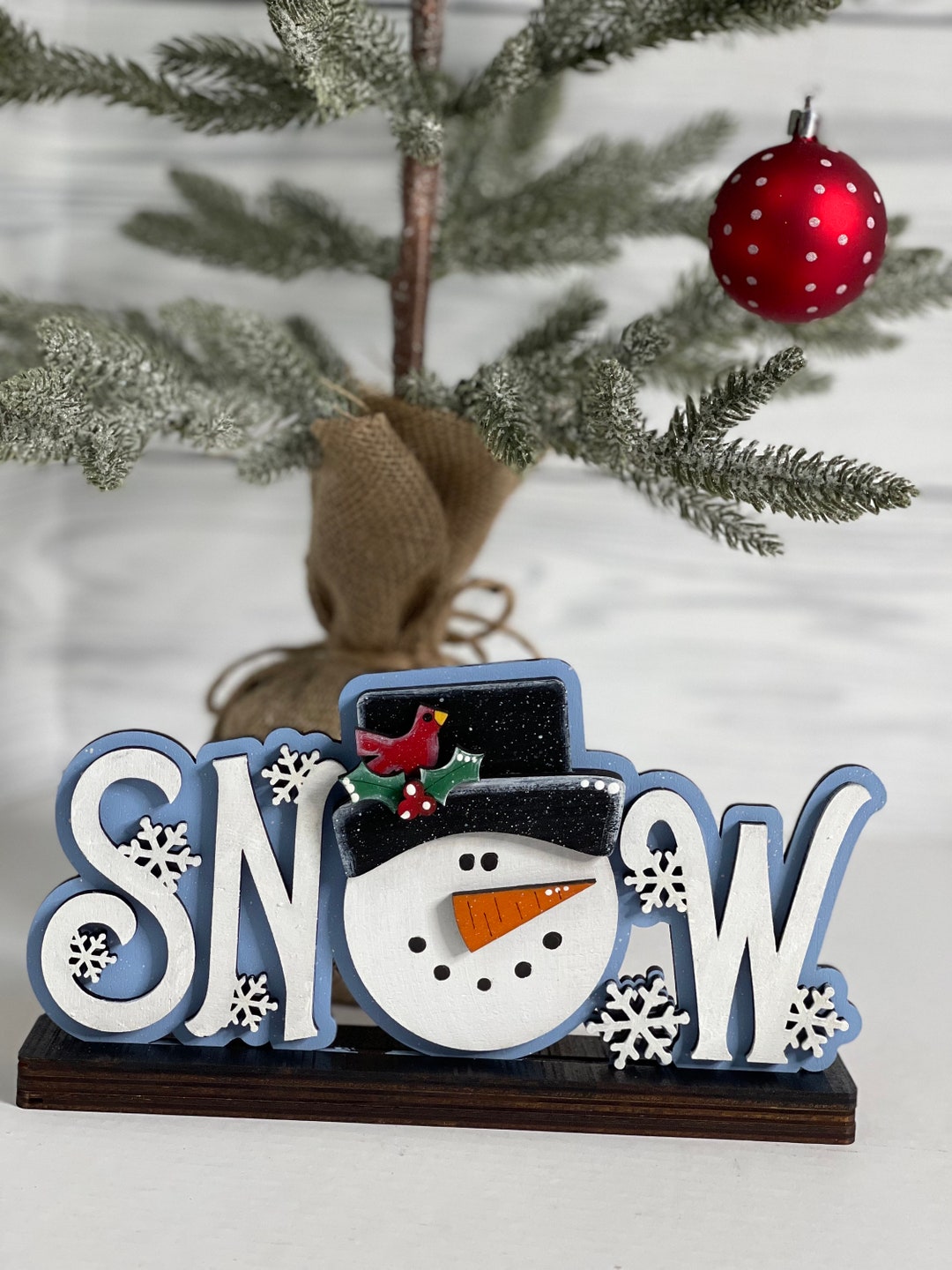 Snow Table Decor Snowman Sign Holiday Decorating Christmas Table Decor ...