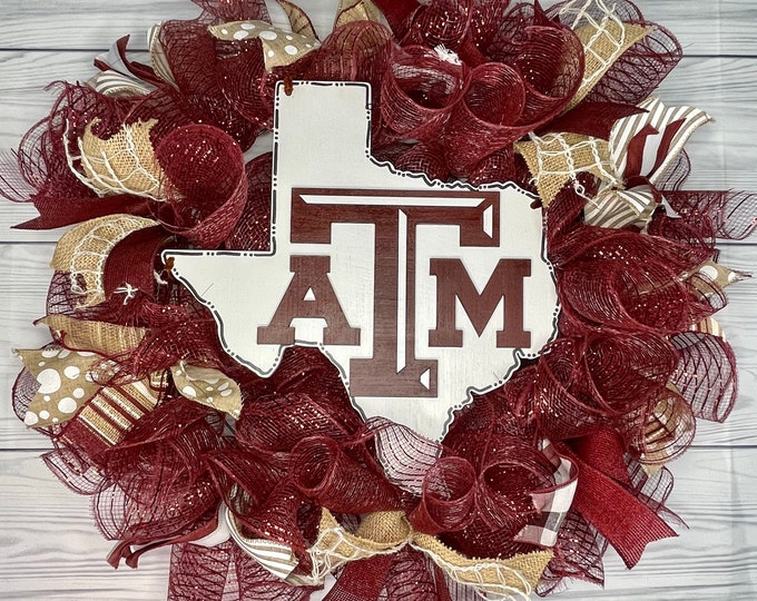 Any College Wreath, Texas Aggies, College Decor, Gig Em Aggies, Aggie ...