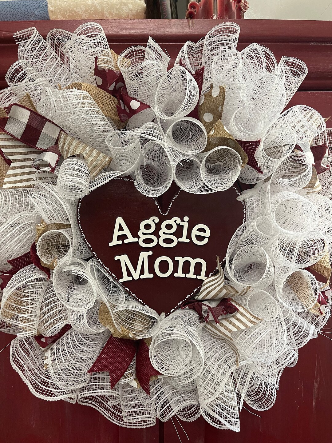 Texas A&M Aggie Mom Wreath-aggie Birthday, Housewarming, Wedding ...