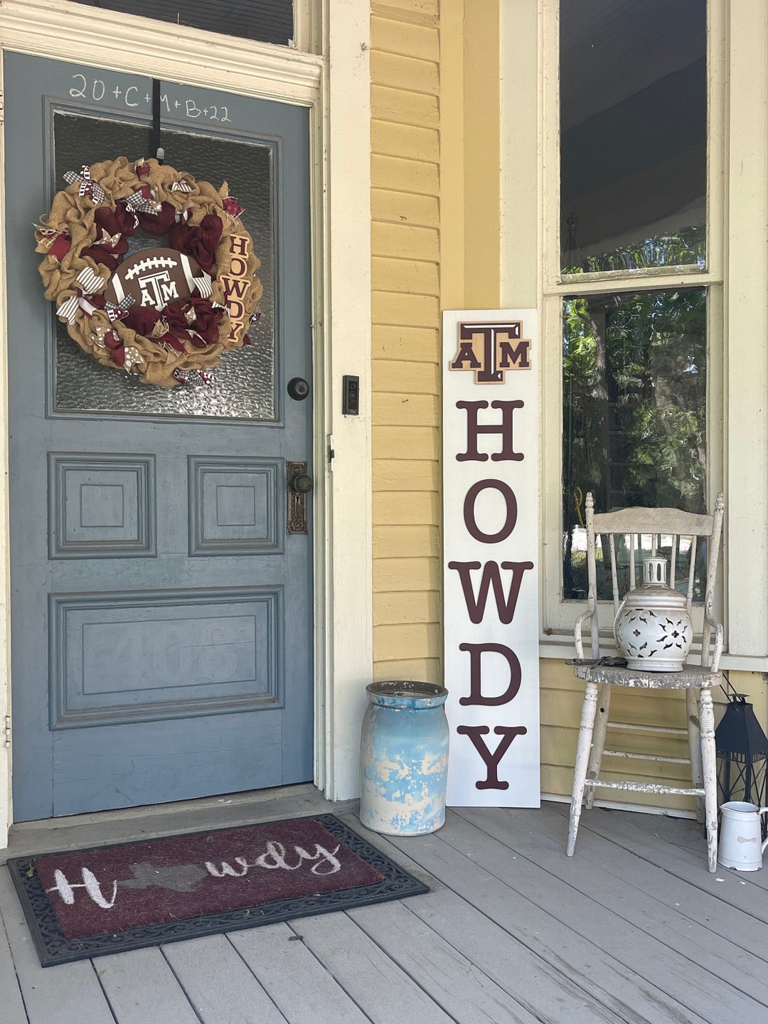 Aggie Decor Texas A&M Howdy Porch Leaner With Block ATM Aggie Gift ...