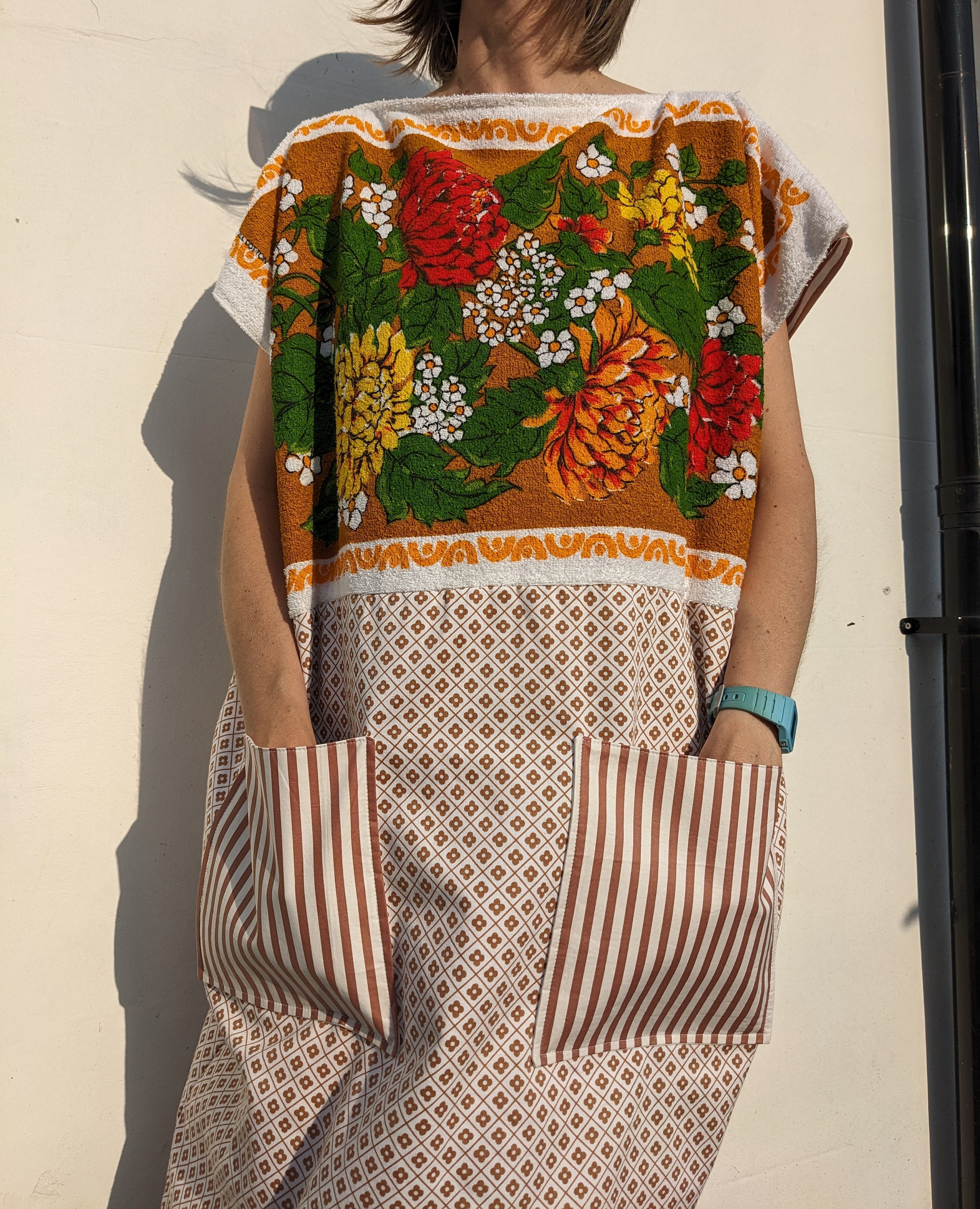 Tea Towel Dressprint Dressvintage Tea Towel Dressupcycled Dresshandmade ...