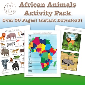 African Animals Activity Printable Pack, Busy Book, Montessori, Reading ...