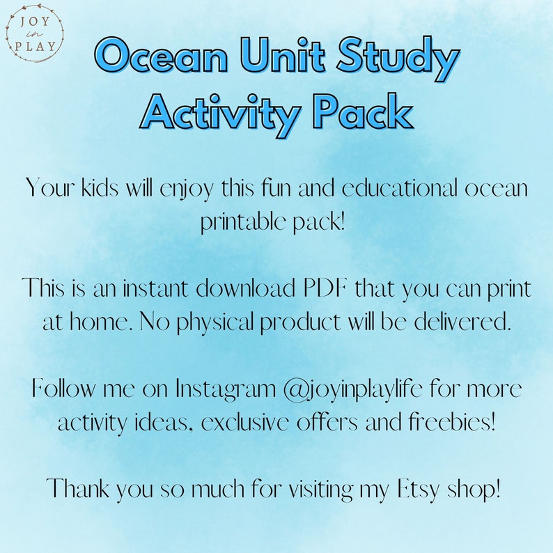 Ocean Unit Study Activity Printable Pack, Busy Book, Montessori ...